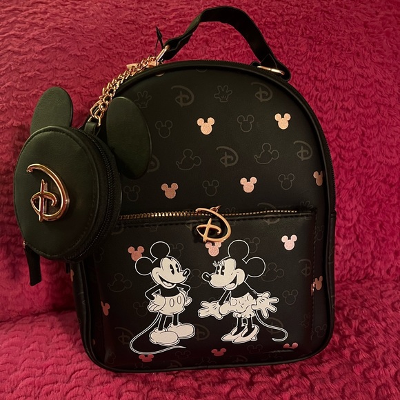 Disney | Bags | Nwt Disney Rose Gold Black Mickey And Minnie Mouse ...